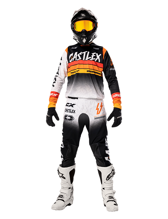 R1MX Pant in White/Black/Orange • Castle X