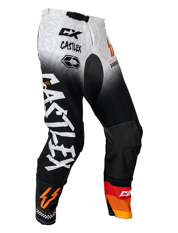 R1MX Pant in White/Black/Orange • Castle X